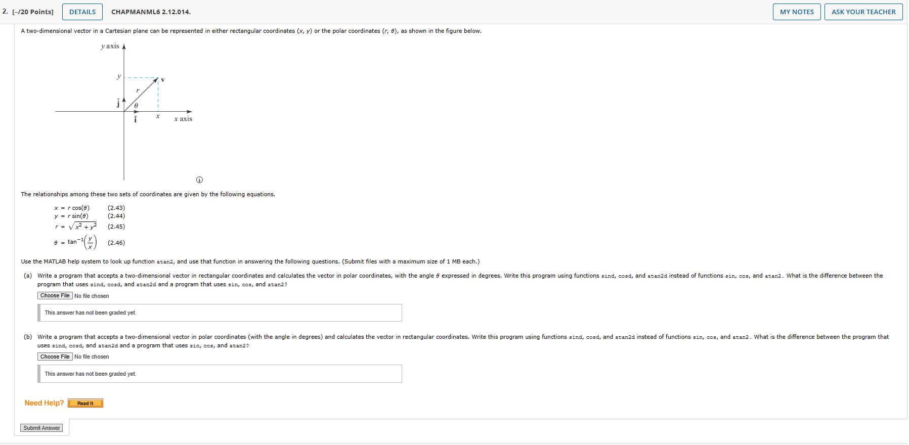 Solved A two-dimensional vector in a Cartesian plane can be | Chegg.com