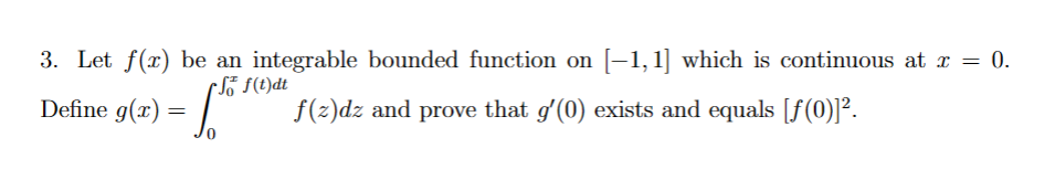 3. Let f(x) be an integrable bounded function on | Chegg.com