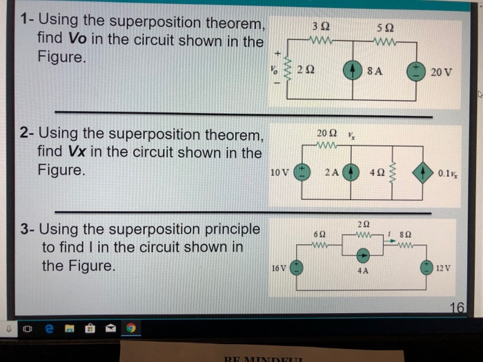 Solved 1-Using the superposition theorem, 3 Ω Ω find Vo in | Chegg.com