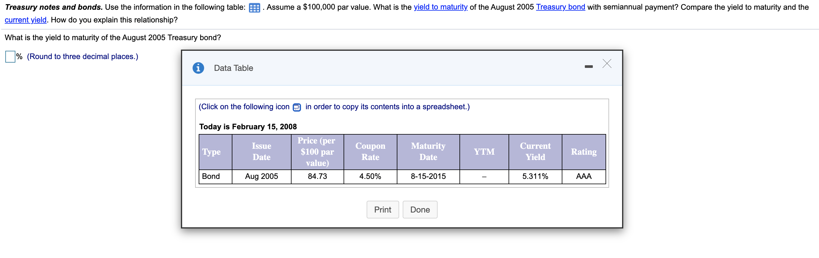 Solved Treasury notes and bonds. Use the information in the | Chegg.com