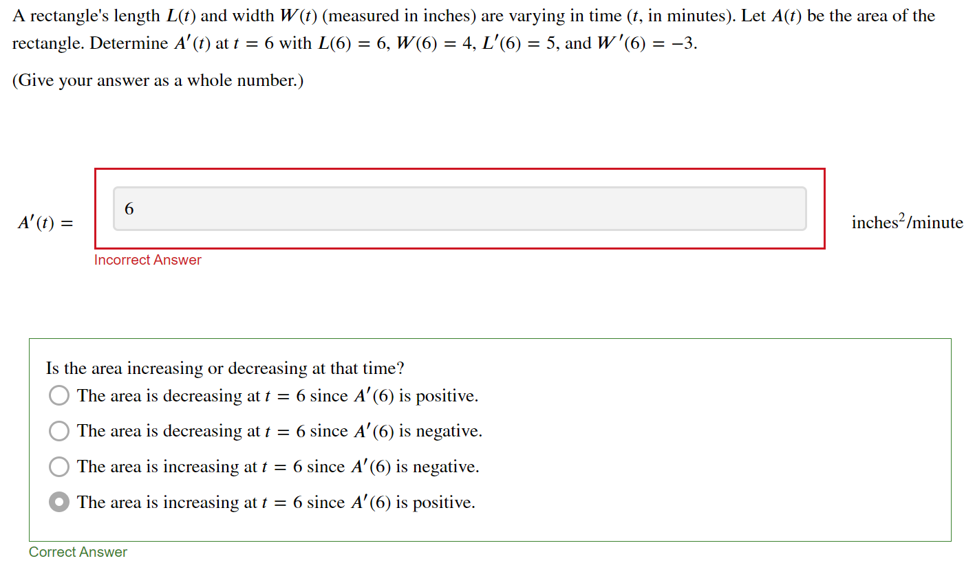 Solved A rectangle's length L(t) ﻿and width W(t) (measured | Chegg.com