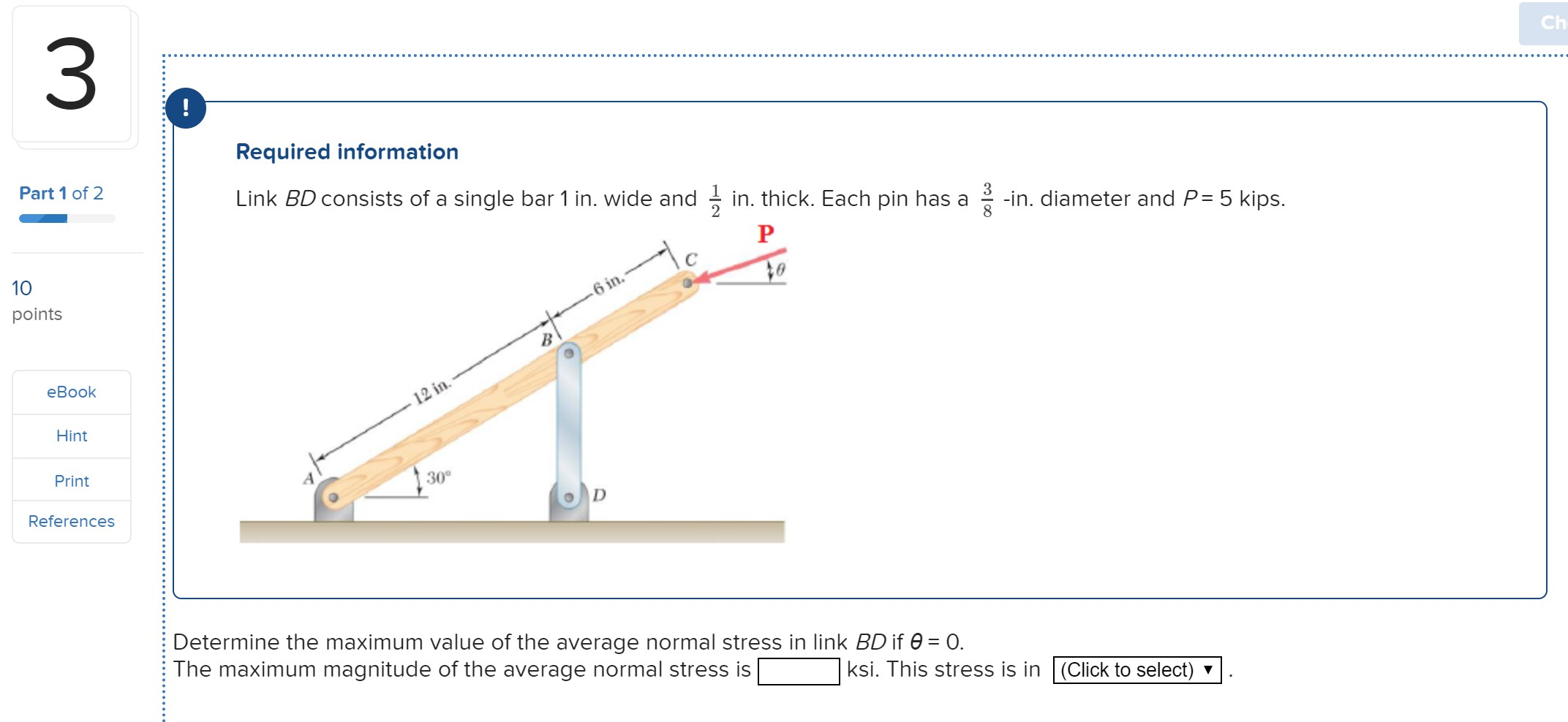 Solved ! Required information Part 1 of 2 Link BD consists | Chegg.com