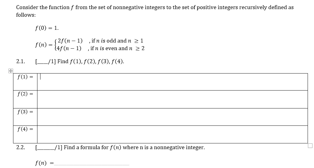 Solved Consider the function f from the set of nonnegative | Chegg.com