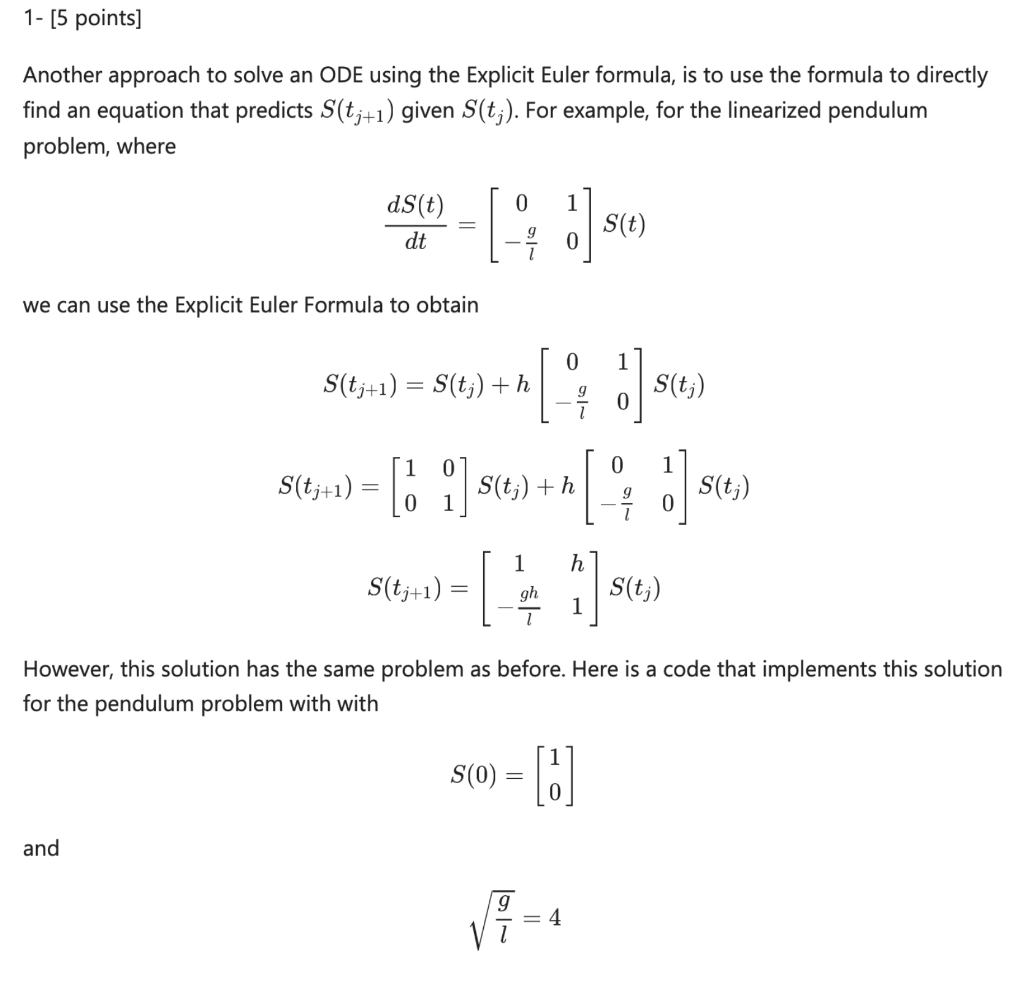 Example ө l m The ODE that describes a inverted | Chegg.com