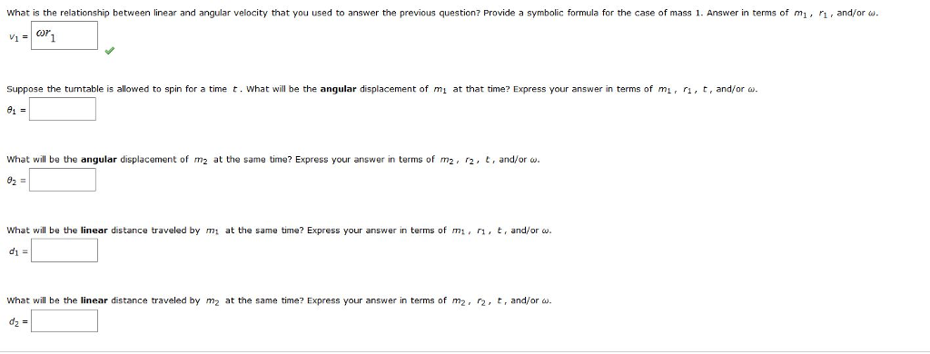 Solved Linear vs. Angular Quantities The tolowing question | Chegg.com