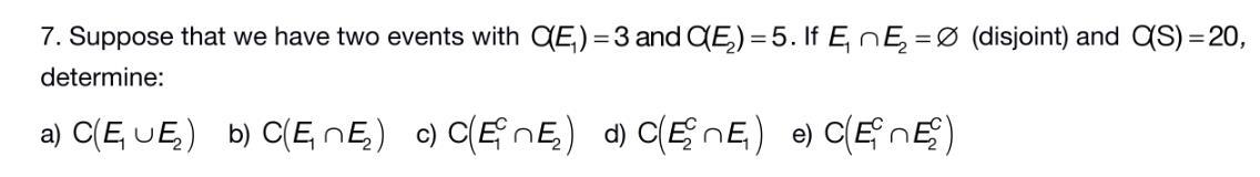Solved 7. Suppose that we have two events with QE1)=3 and | Chegg.com