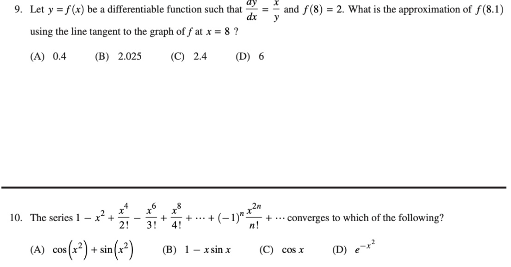 Solved 9. Let y = f(x) be a differentiable function such | Chegg.com