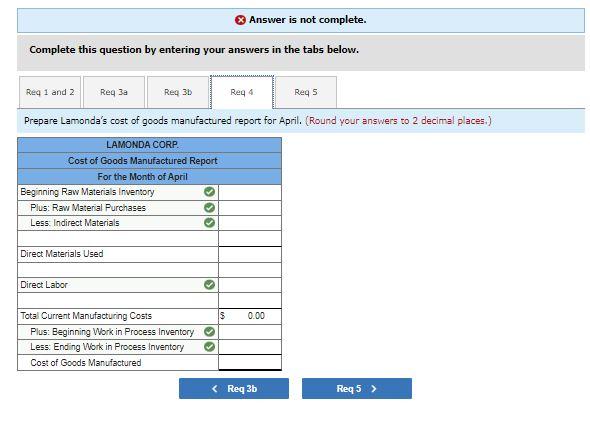 Solved Lamonda Corp. uses a job order cost system. On Aprll | Chegg.com