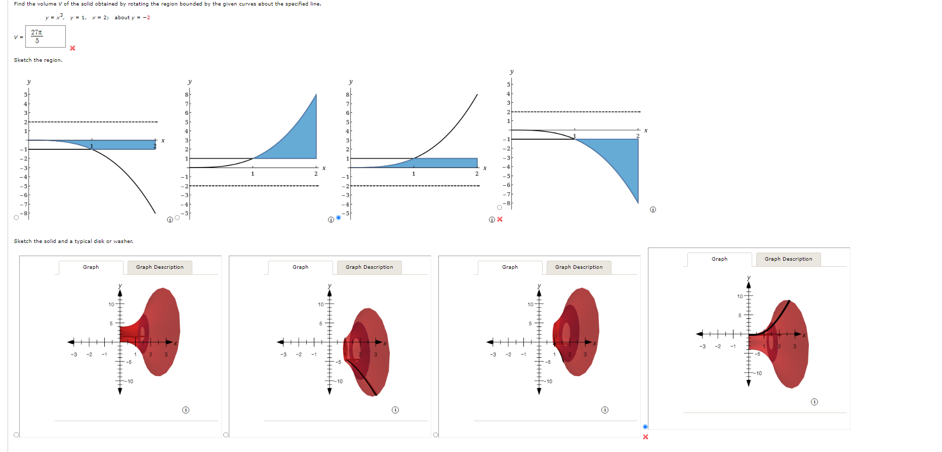 Solved Sketch the solid and a typical disk or washer. | Chegg.com