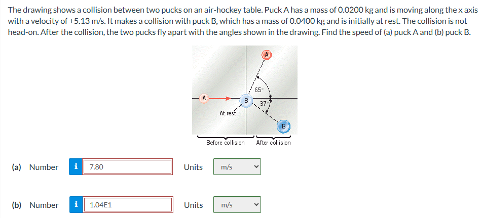 Solved The drawing shows a collision between two pucks on an | Chegg.com Solved The drawing shows a collision between two pucks on an | Chegg.com