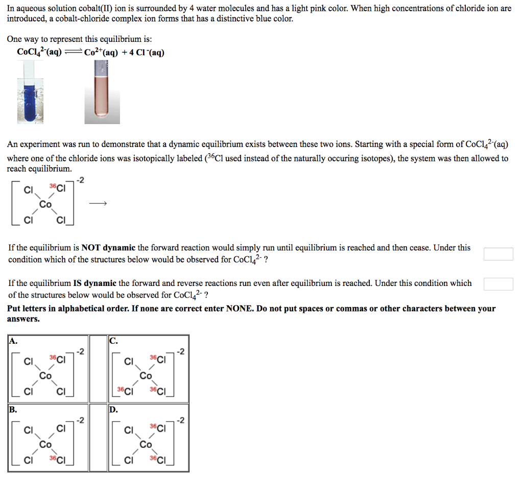 Solved In aqueous solution cobalt(II) ion is surrounded by 4 | Chegg.com
