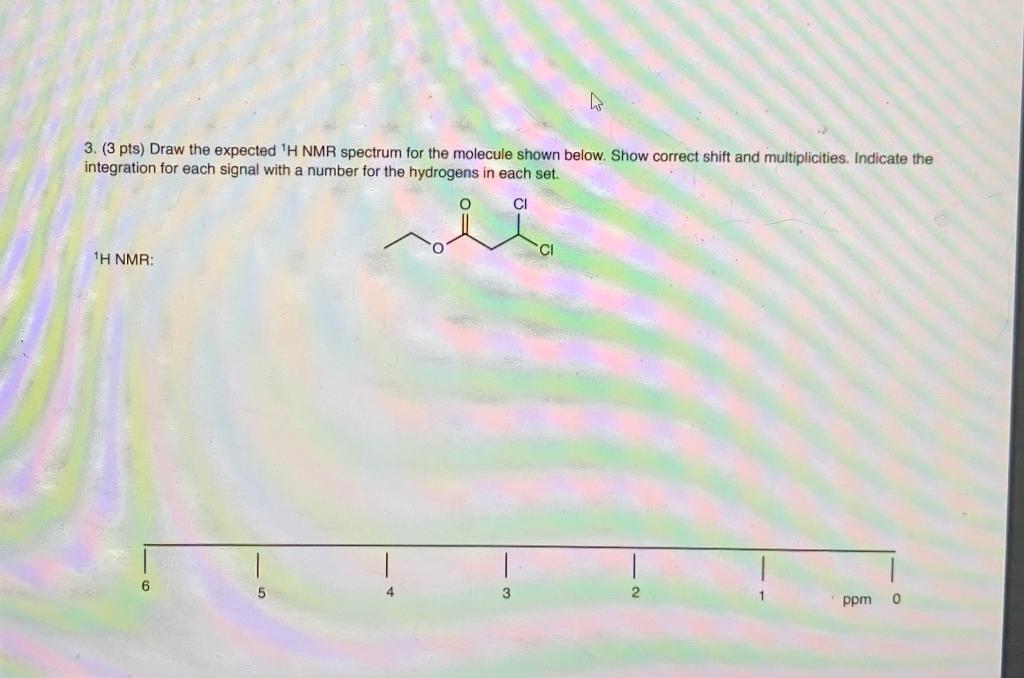 Solved 3. Draw the expected 1H NMR spectrum for the molecule | Chegg.com