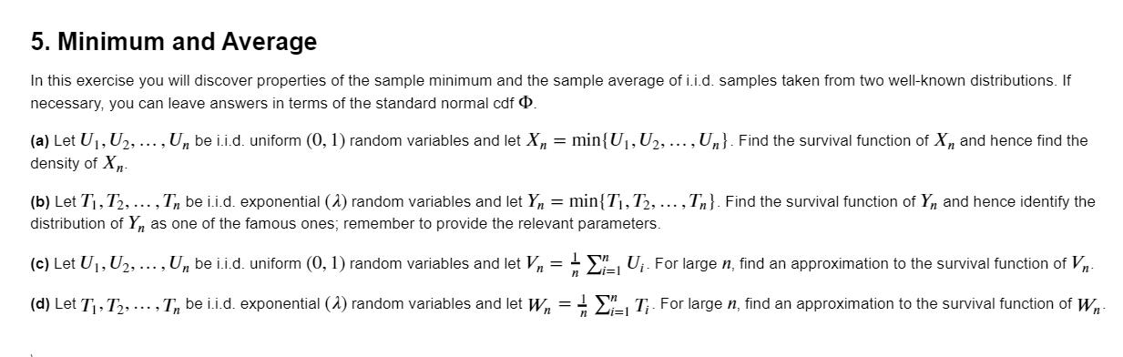 Solved 5. Minimum and Average In this exercise you will | Chegg.com