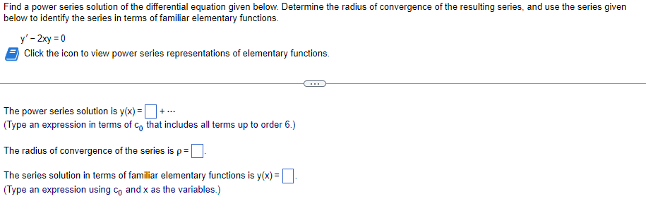 Solved Find a power series solution of the differential | Chegg.com