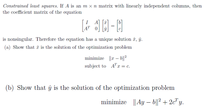 Solved Constrained least squares. If A is an m x n matrix | Chegg.com
