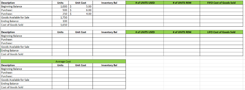 Solved Calculate the FIFO, LIFO and average cost using the | Chegg.com