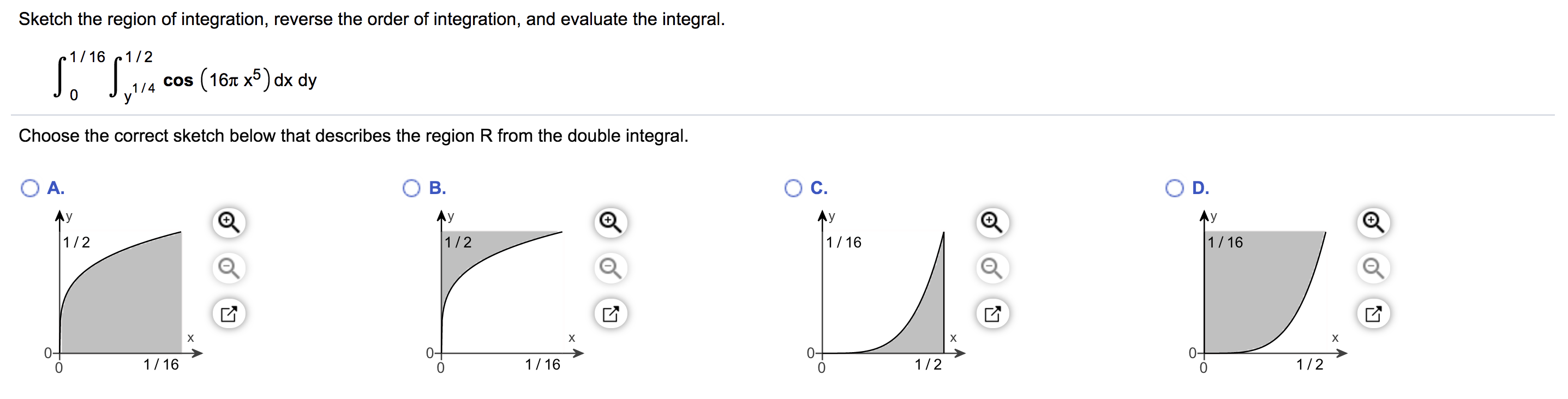 Solved Sketch the region of integration, reverse the order | Chegg.com