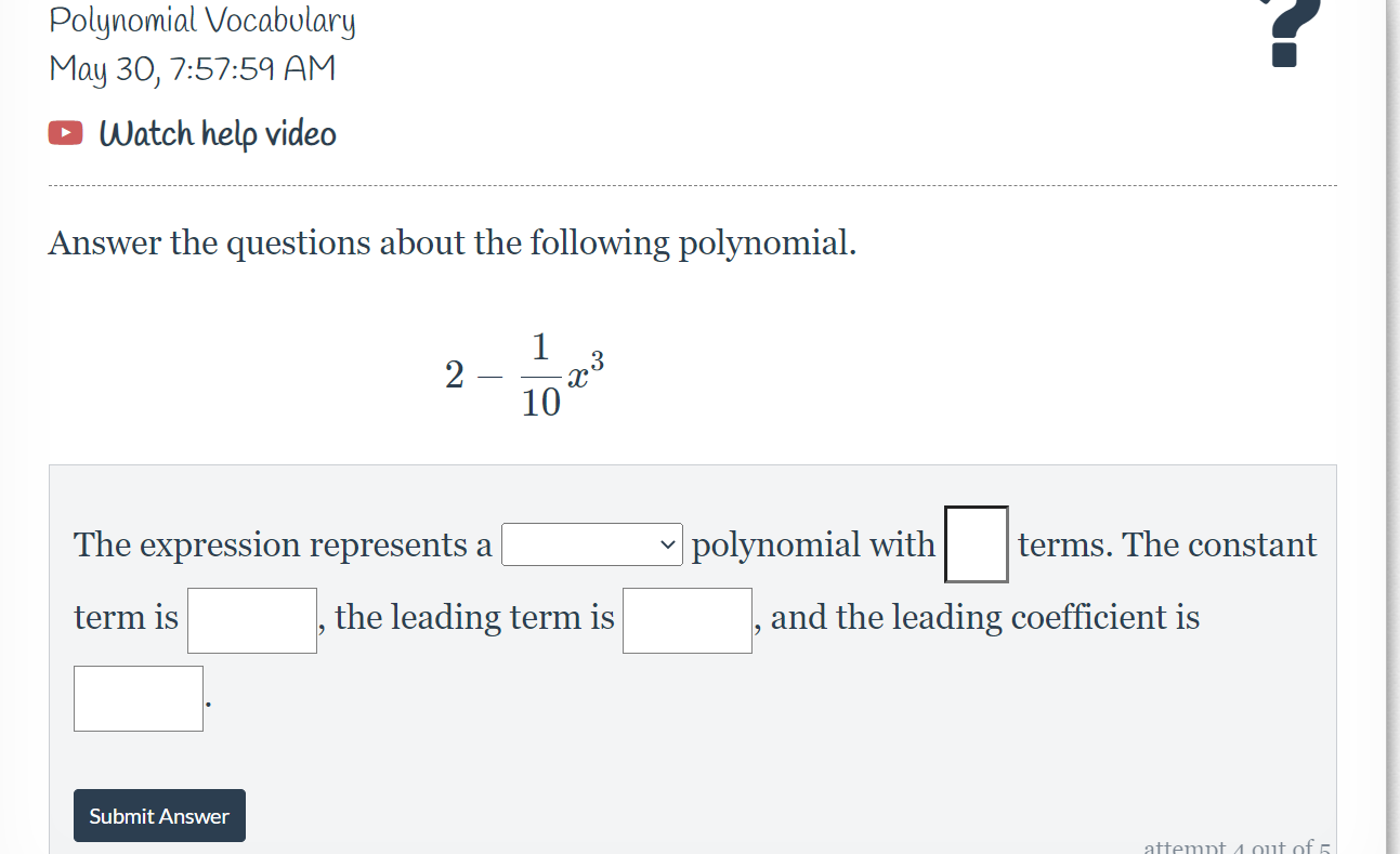 Solved Answer the questions about the following polynomial. | Chegg.com