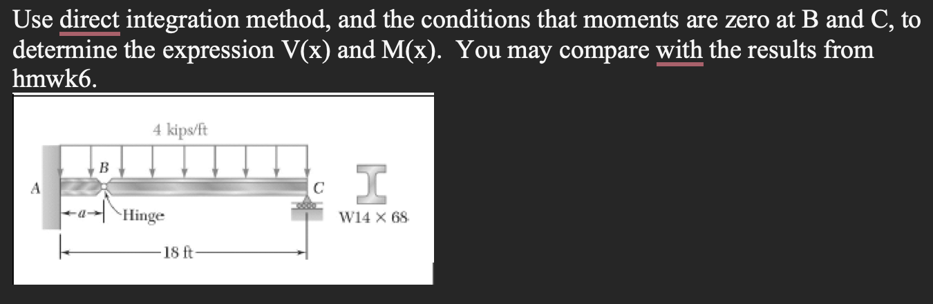Solved Use direct integration method, and the conditions | Chegg.com