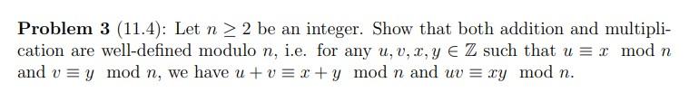 Solved Problem 3 (11.4): Let n≥2 be an integer. Show that | Chegg.com