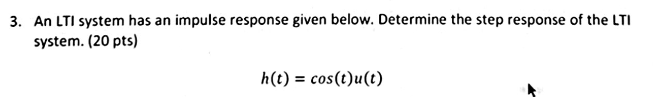 Solved 3. An LTI system has an impulse response given below. | Chegg.com