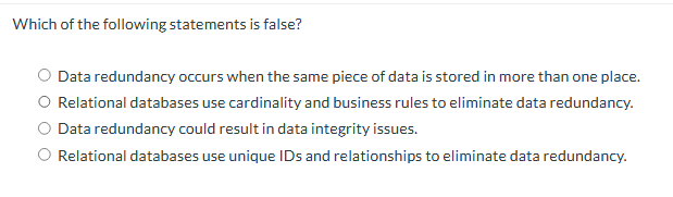Solved Which of the following statements is false?Data | Chegg.com