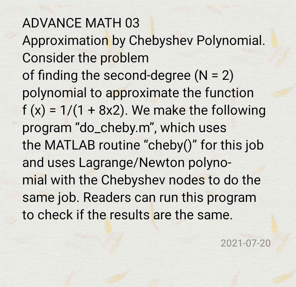 Solved ADVANCE MATH 03 Approximation by Chebyshev | Chegg.com