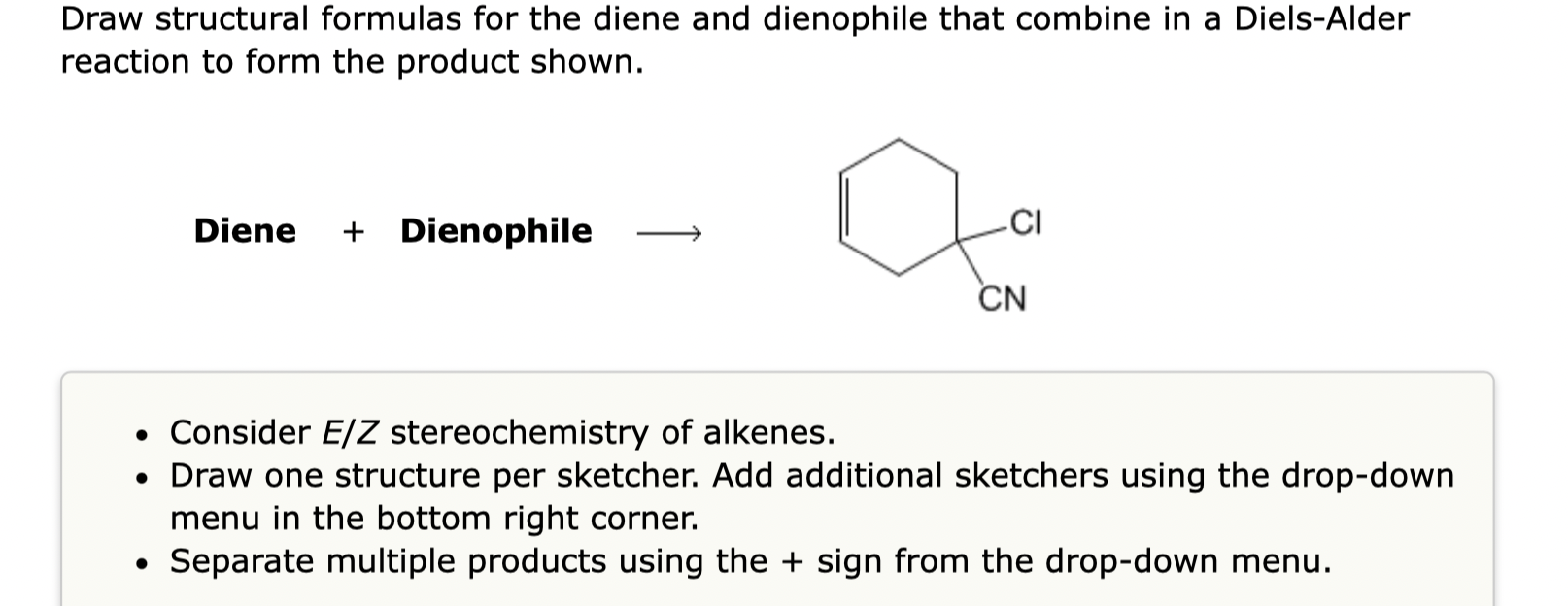 Solved Draw structural formulas for the diene and dienophile | Chegg.com