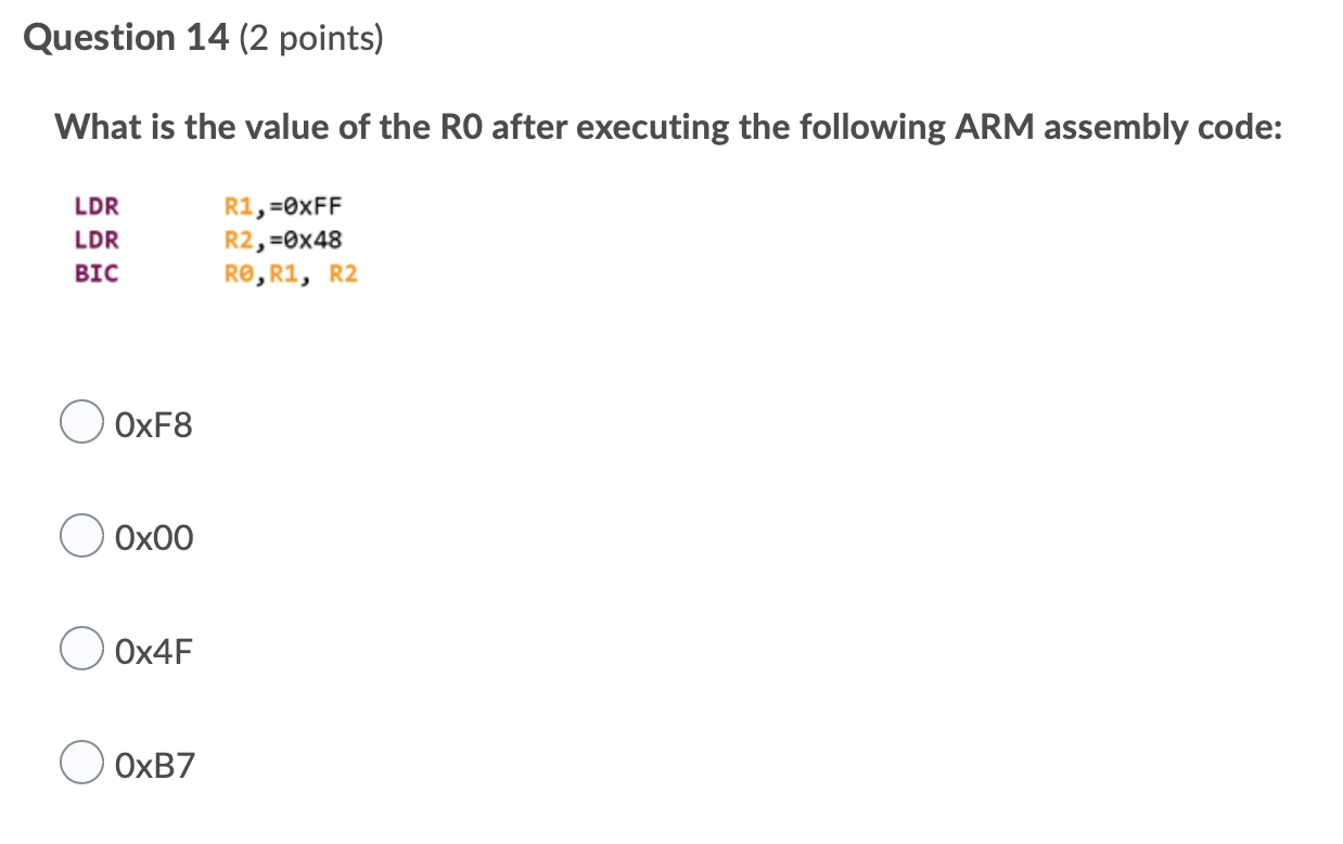 Solved Question 14 (2 points) What is the value of the RO | Chegg.com