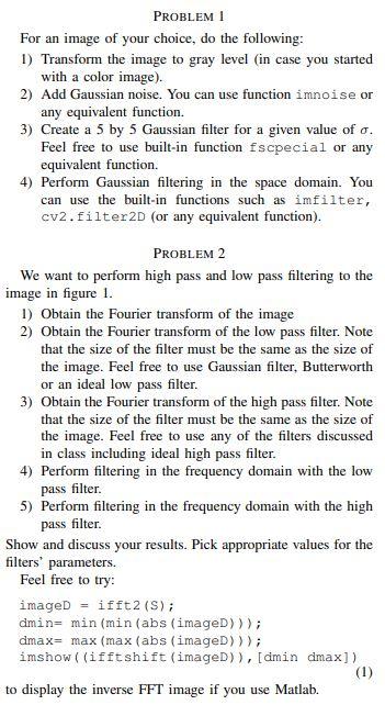 Solved PROBLEM! For an image of your choice, do the | Chegg.com