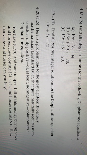 Solved 4.18⋆(S) Find all integer solutions for the following | Chegg.com