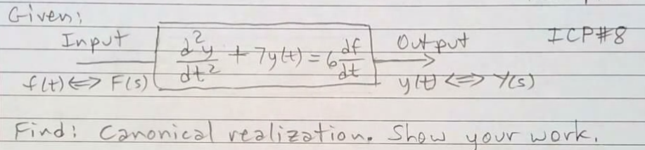 Solved Find: Canonical realization. Show your work, | Chegg.com