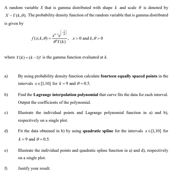 Solved A random variable X that is gamma distributed with | Chegg.com