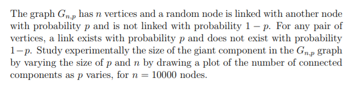 The graph Gnp has n vertices and a random node is | Chegg.com