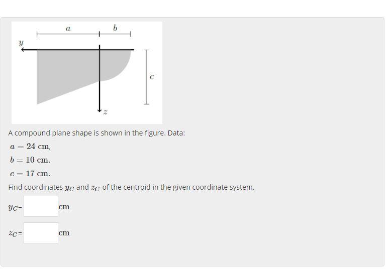 Solved a b + y A compound plane shape is shown in the | Chegg.com