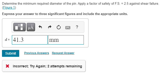 Solved The pin is made of a material having a failure shear | Chegg.com