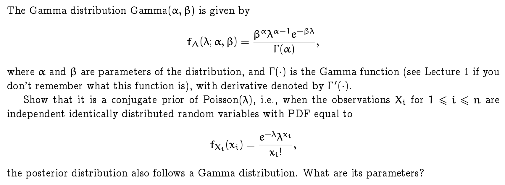 Solved The Gamma distribution Gamma (a, ß) is given by | Chegg.com