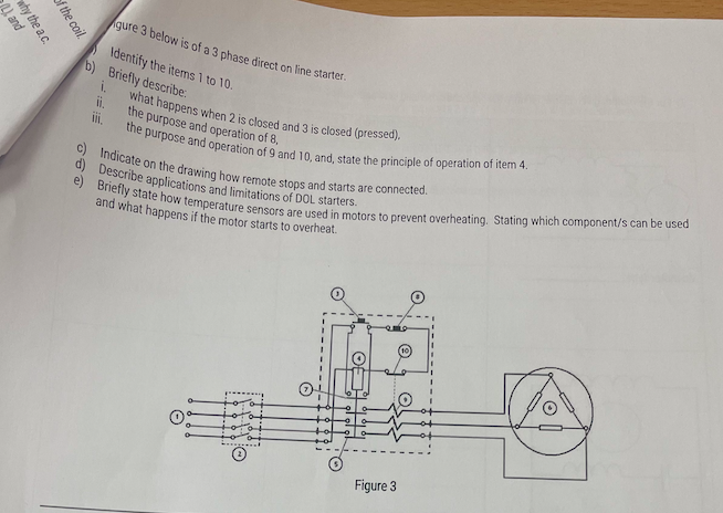 Solved gure 3 below is of a 3 phase direct on line starter. | Chegg.com