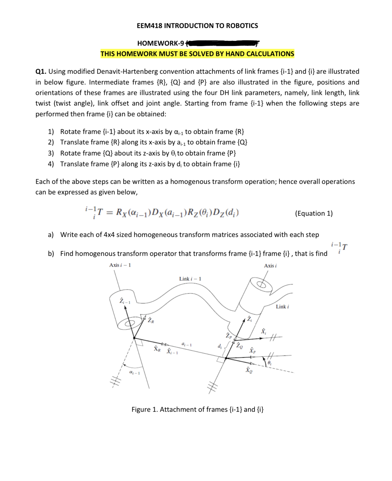 Solved Q1. Using modified Denavit-Hartenberg convention | Chegg.com