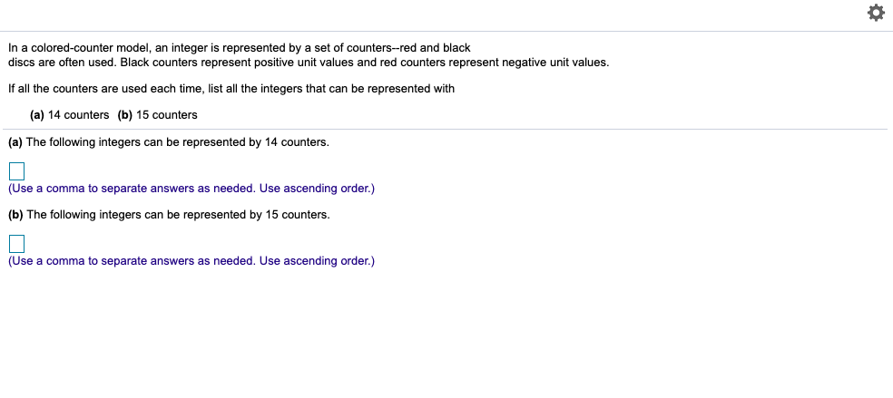Solved In a colored-counter model, an integer is represented | Chegg.com