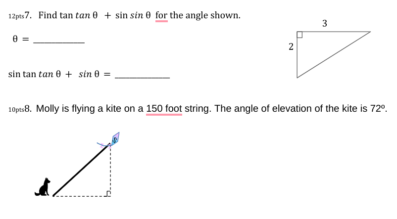 Solved Find tan +sin for the angle shown. θ=______________ | Chegg.com
