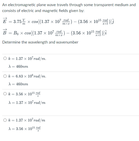Solved An electromagnetic plane wave travels through some | Chegg.com