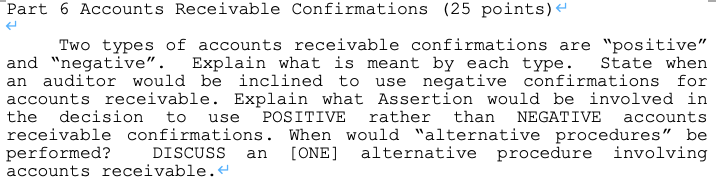 Solved Part 6 Accounts Receivable Confirmations (25 points) | Chegg.com