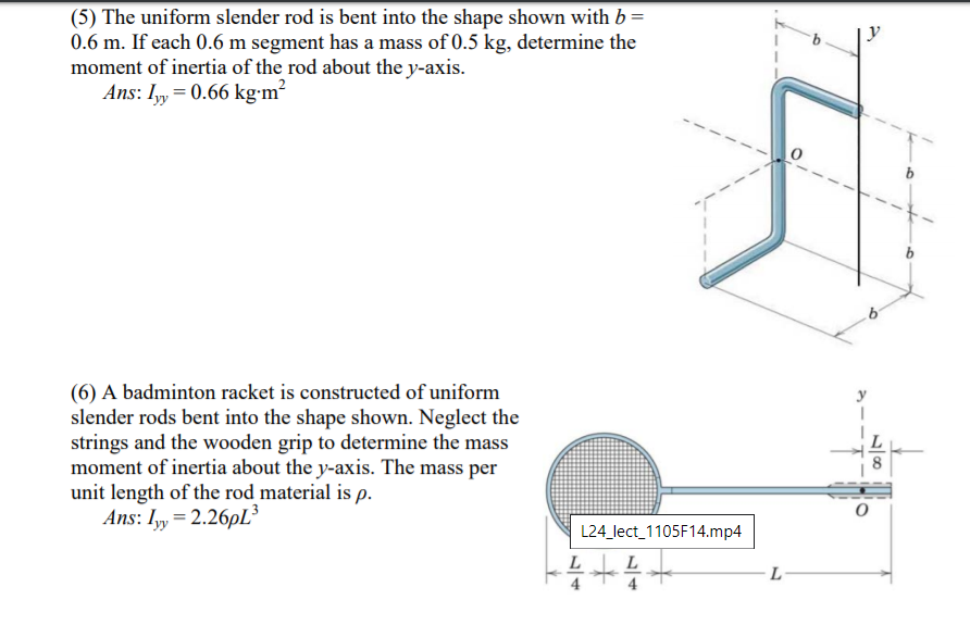 Solved (5) The uniform slender rod is bent into the shape | Chegg.com