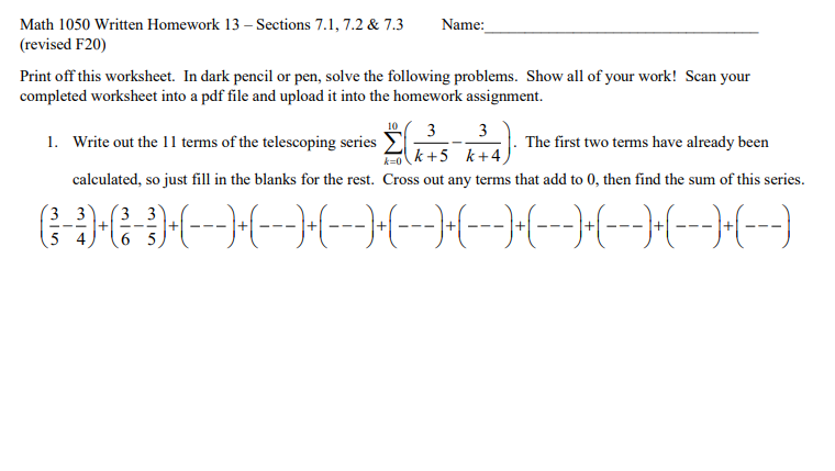 Solved 10 Math 1050 Written Homework 13 - Sections 7.1,7.2 & | Chegg.com