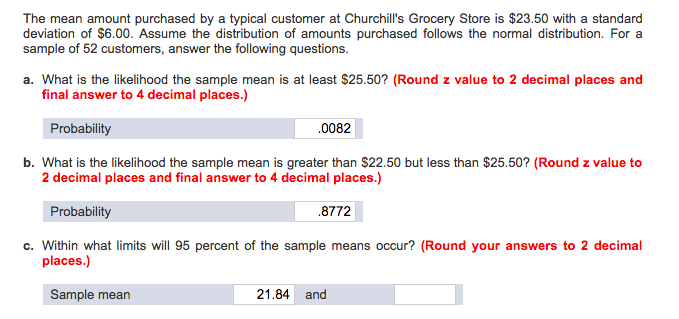 Solved The mean amount purchased by a typical customer at | Chegg.com