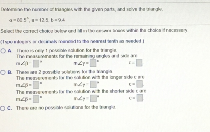Solved Determine the number of triangles with the given | Chegg.com