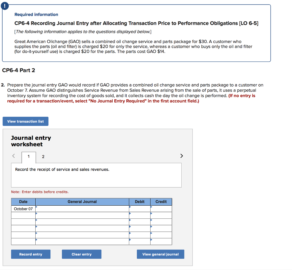 Solved Required information CP6-4 Recording Journal Entry | Chegg.com