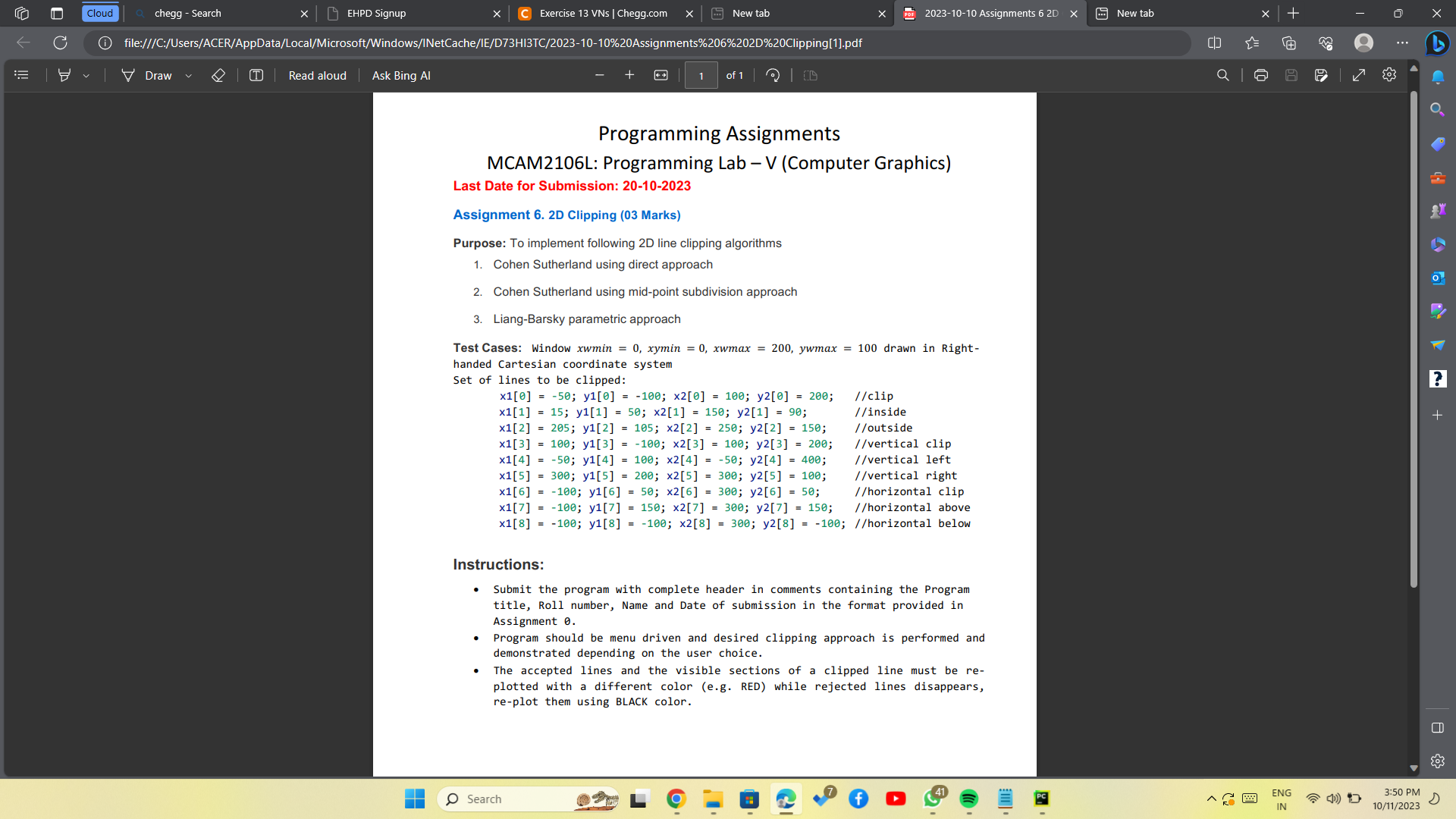 Solved Purpose: To implement following 2D line clipping | Chegg.com