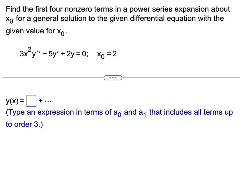 Find the first four nonzero terms in a power series | Chegg.com